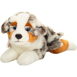 HERMANN TEDDY ORIGINAL Kuscheltier TEDDY HERMANN "Australian Shepherd, liegend, 40 cm", wei&szlig;, Pl&uuml;schfiguren, KinderB:14cm H:18cm L:40cm, Polyester, Kuscheltier, zum Teil aus recyceltem Material, B:14cm H:18cm L:40cm