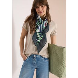 Halstuch Cecil, Damen, Gr. onesize, palm breeze gr&uuml;n, Web, 100% Baumwolle, gestreift, Modet&uuml;cher, mit Fransenkante
