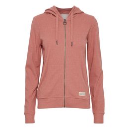 Kapuzensweatjacke oxmo "Kapuzensweatshirtjac OXLova", Damen, Gr. S, rosa (ash rose melange), Obermaterial: 95% Baumwolle CO. 5% Elasthan EL., h&uuml;ftlang, ohne Ausschnitt, Sweatjacken