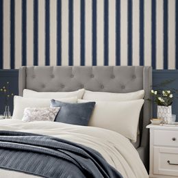Vliestapete Laura Ashley "Denwick Streifen Midnight Seaspray", blau, B:0,52m H:10m L:10m, Vlies, Tapeten, 10mx52cm (ca. 5m2)