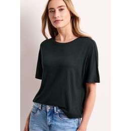 T-Shirt Street One, Damen, Gr. 34, deep bound gr&uuml;n, Stoff, 95% Viskose, 5% Elasthan, unifarben, comfort fit normal, Rundhals, normaler Saum, Shirts T-Shirt, mit Rundhalsausschnitt