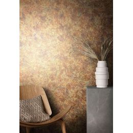 Vliestapete marburg, gold, B:0,7m L:10,05m, Vlies, Tapeten, Betonoptik, moderne Tapete f&uuml;r Wohnzimmer Schlafzimmer K&uuml;che