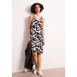 Midikleid Street One, Damen, Gr. 34, EURO-Gr&ouml;&szlig;en, espresso braun, Stoff, 100% Leinen, gemustert, comfort fit knielang, Rundhals, normaler Saum, Kleider Midikleid, aus Leinen
