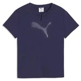 T-Shirt Puma "Dare To Half Zip Graphic T-Shirt Damen", Damen, Gr. L, deep plum lila, Obermaterial: 77% Nylon, 23% Elasthan, slim fit, Rundhals, Shirts T-Shirt