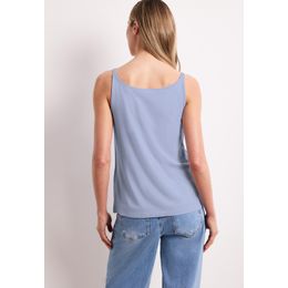 Tr&auml;gertop Street One, Damen, Gr. 40, cashmere blau, Stoff, 95% Viskose, 5% Elasthan, unifarben, normal normal, V-Ausschnitt, abgesteppt, Tops Tr&auml;gertop, mit V-Ausschnitt
