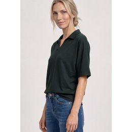 Poloshirt Street One, Damen, Gr. 34, deep bound gr&uuml;n, Web, 50% Baumwolle, 50% Modal, unifarben, comfort fit normal, hoch geschlossener Ausschnitt, normaler Saum, Shirts, im soften Baumwoll-Mix