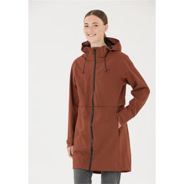 Outdoorjacke WEATHER REPORT "Dayton", Damen, Gr. 36, braun, rot, 90% Polyester, 10% Elasthan, unifarben, lang, ohne Ausschnitt, Jacken Outdoorjacke, mit getapten N&auml;hten