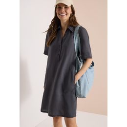 Blusenkleid Cecil, Damen, Gr. XXL (46), US-Gr&ouml;&szlig;en, volcanic grau, Stoff, 100% Leinen, unifarben, normal knielang, ohne Ausschnitt, abgesteppt, Kleider Blusenkleid, aus Leinen