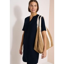 Sommerkleid Cecil, Damen, Gr. M (40), US-Gr&ouml;&szlig;en, universal blau, Stoff, 55% Leinen, 45% Viskose, unifarben, comfort fit knieumspielend, Rundhals, normaler Saum, Kleider Sommerkleid, knielang