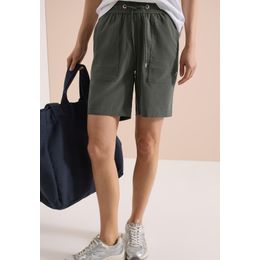 Shorts Cecil, Damen, Gr. L (42), clear khaki, Web, 66% Baumwolle, 30% Polyester, 4% Elasthan, unifarben, loose fit kurz, Hosen Shorts, Middle Waist