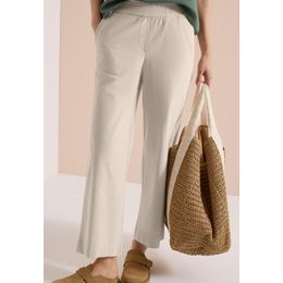 Stoffhose Cecil, Damen, Gr. L, L&auml;nge 26, grain beige, Web, 66% Baumwolle, 30% Polyester, 4% Elasthan, unifarben, loose fit 7/8-L&auml;nge, Hosen Stoffhose, High Waist