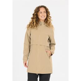 Outdoorjacke WEATHER REPORT "Dayton", Damen, Gr. 34, hellbraun, beige, 90% Polyester, 10% Elasthan, unifarben, lang, ohne Ausschnitt, Jacken Outdoorjacke, mit getapten N&auml;hten