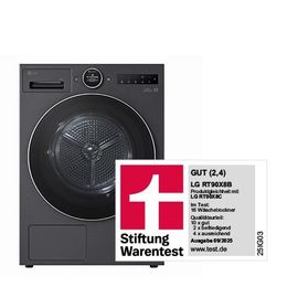 LG Trockner in Metallic Black (B, 9 kg) mit AI Dry, Dual Inverter W&auml;rmepumpentechnologie I RT90X8B