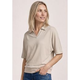 Poloshirt Street One, Damen, Gr. 34, clay sand, Web, 50% Baumwolle, 50% Modal, unifarben, comfort fit normal, hoch geschlossener Ausschnitt, normaler Saum, Shirts, im soften Baumwoll-Mix