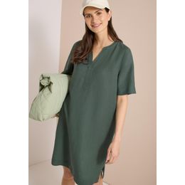 Sommerkleid Cecil, Damen, Gr. L (42), US-Gr&ouml;&szlig;en, just khaki, Stoff, 55% Leinen, 45% Viskose, unifarben, comfort fit knieumspielend, Rundhals, normaler Saum, Kleider Sommerkleid, knielang