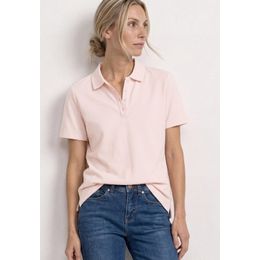 Poloshirt Street One, Damen, Gr. 42, minimal rose, Web, 97% Baumwolle, 3% Elasthan, unifarben, normal normal, hoch geschlossener Ausschnitt, abgesteppt, Shirts, aus Baumwolle mit Stretchante