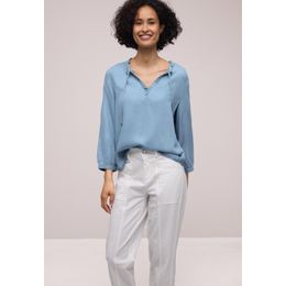 Jeansbluse Street One, Damen, Gr. 44, light blau soft wash, Jeans, 100% Lyocell, unifarben, klassisch normal, Rundhals, B&uuml;ndchen, Blusen Jeansbluse, in Denim-Optik
