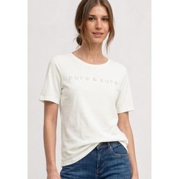 T-Shirt Street One, Damen, Gr. 34, sanftes wei&szlig;, Web, 50% Baumwolle, 50% Modal, bedruckt, comfort fit normal, Rundhals, normaler Saum, Shirts T-Shirt, mit Wording
