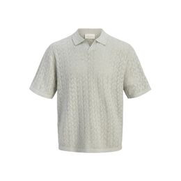 Jack & Jones Polokragenpullover JACK & JONES "JORTYLER KNIT SS SPLIT NECK POLO SN", Herren, Gr. L, seagrass, Strick, Obermaterial: 50% Baumwolle, 50% Polyester, gemustert, regular fit normal, ohne Ausschnitt, B&uuml;ndchen, Pullover, Baumwollmischung, regular fit