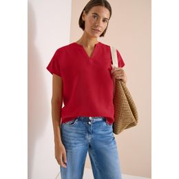 Langarmbluse Cecil, Damen, Gr. L (42), tamarillo rot, Stoff, 100% Viskose, unifarben, klassisch normal, Rundhals, elastischer Bund, Blusen, aus softer Viskose