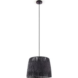 Paco Home Pendelleuchte "Hugo Amadeo", schwarz (schwazr schwrz), &Oslash; 35cm H: 26cm, Leuchten, Wohnzimmer Esszimmer Rattan Optik Boho Lampenschirm Papier, Pendelleuchte