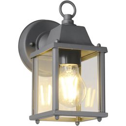 Trio LEUCHTEN Au&szlig;en-Wandleuchte "MIRANDE, Hauswand Leuchte Laterne mit Glasschirm, exkl 1x E27 max 40W", anthrazit, 1, H: 22,5cm, 1 Stk., Leuchten, IP23, Outdoor Wandlampe f&uuml;r wechselbare Leuchtmittel H&ouml;he 23cm