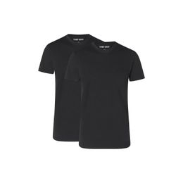 T-Shirt CAMP DAVID "T-Shirt 2er Pack", Herren, Gr. XL, schwarz, Obermaterial: 95% Baumwolle CO. 5% Elasthan EL., Shirts T-Shirt