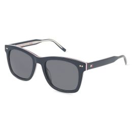 Tommy Hilfiger TH 2184/S | Herren-Sonnenbrille | Fassung: Vollrand, Eckig, Acetat, Blau | Glasfarbe: Grau