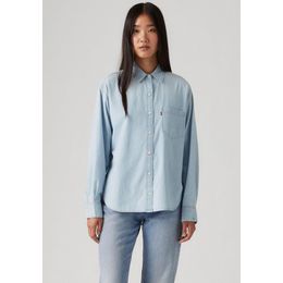 Levi's Jeansbluse LEVI'S "HARLIE BOYFRIEND SHIRT", Damen, Gr. M (38), blau (honestly happy 2), Web, Obermaterial: 100% Baumwolle, unifarben, relaxed fit Po-bedeckend, 2-Knopf-Manschette, Blusen Jeansbluse, mit Brusttasche