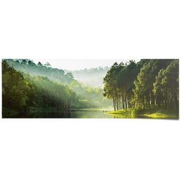Poster Reinders "Mystischer Waldsee", gr&uuml;n (farbe bild(er): gr&uuml;n), B:158cm H:53cm, Papier, Bilder, Poster
