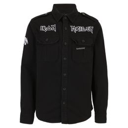 Langarmhemd Brandit "Brandit Iron Maiden Vintage Shirt long sleeve Eddy", Herren, Gr. 7XL, US-Gr&ouml;&szlig;en, schwarz, 100% Baumwolle, normal, Hemden