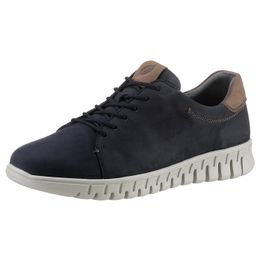 Waldl&auml;ufer Sneaker WALDL&Auml;UFER "H-Baldo", Herren, Gr. 10,5 (45), bunt (dunkelblau, taupe), Nubukleder, kontrastfarbene Details, Schuhe Sneaker, Schn&uuml;rschuh, Freizeitschuh mit proaktiv-Lederinnensohle, H-Weite