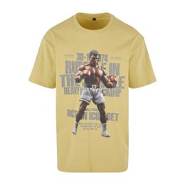 T-Shirt "Upscale by Mister Tee Herren Rumble Heavy Oversize Tee", Damen, Gr. S, palemoss, 100% Baumwolle, UPSCALE BY MISTER TEE, bedruckt, oversize, Rundhals, Shirts T-Shirt
