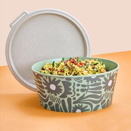 Koziol Blomster Box Schale mit Deckel 2,2 Liter stapelbar / luftdicht / auslaufsicher nature leaf green bloom - Sch&uuml;sseln & Schalen