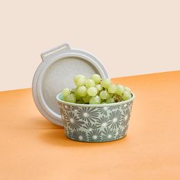 Koziol Blomster Box Schale mit Deckel 700 ml stapelbar / luftdicht / auslaufsicher nature leaf green daisy - Sch&uuml;sseln & Schalen