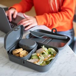 Koziol Pascal Ready Lunchbox Set mit Besteck 4 teilig nature ash grey - Lebensmittelbeh&auml;lter / Vorratsdosen
