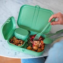 Koziol Pascal Ready Lunchbox Set mit Besteck 4 teilig nature leaf green - Lebensmittelbeh&auml;lter / Vorratsdosen