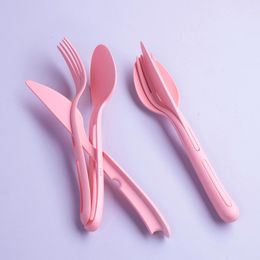 Koziol Klikk To Go zusammensteckbar Besteck Set 3 teilig sweet pink - Campingbesteck