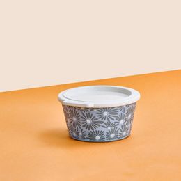 Koziol Blomster Box Schale mit Deckel 700 ml stapelbar / luftdicht / auslaufsicher nature flower blue daisy - Sch&uuml;sseln & Schalen