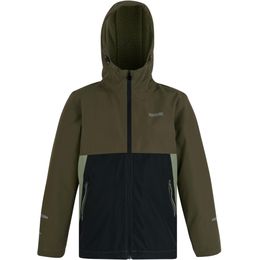 Regatta Hillain Kinder gef&uuml;tterte Regenjacke olive 128 - Kinderjacken