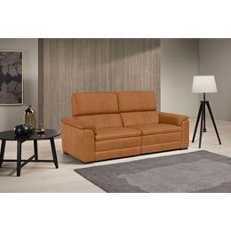 2,5-Sitzer Egoitaliano "Capucine Breite 200cm, hoher Sitzkomfort", braun (cognac), B:200cm H:99cm T:97cm, Sofas, wahlweise mit elektrisch oder manuell verstellbarer Relaxfunktion