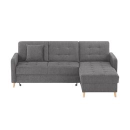 H&ouml;ffner Ecksofa mit Schlaffunktion Venus &brvbar; grau &brvbar; Ma&szlig;e (cm): B: 222 H: 87 T: 162.0
