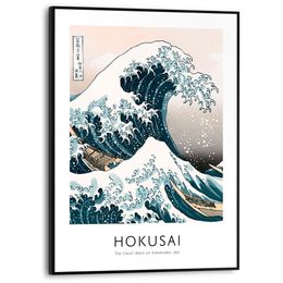 Bild mit Rahmen Reinders "Die gro&szlig;e Welle - Hokusai", blau (farbe bild(er): blau), B:30cm H:40cm T:1,6cm, MDF, Bilder
