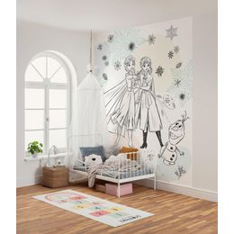 Kindertapete Komar "Disney Frozen Sketch Sisters", wei&szlig;, B:200m H:250m, Vlies, Tapeten