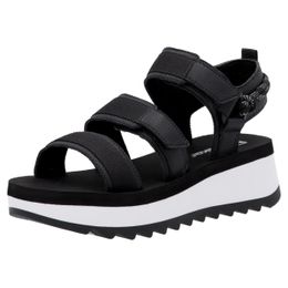 Plateausandale RIEKER SPORT "Adelaide", Damen, Gr. 40, schwarz, Leder, Textil, unifarben, Schuhe, Sommerschuh, Outdoorsandale, Sandalette mit Klettverschl&uuml;sse
