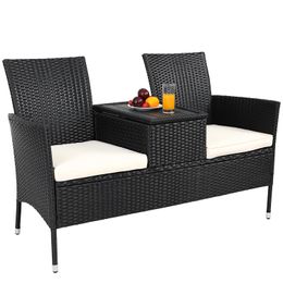 Casaria Polyrattan Kino Bank Schwarz 143x67x87cm