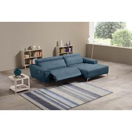 Ecksofa Egoitaliano "Suzette, Designsofa mit hohem Sitzkomfort", blau (ozeanblau), B:266cm H:95cm T:163cm, Luxus-Micofaser Lederoptik (100% Polyester) ist ein neues technisches Gewebe mit einem visuellen und taktilen Aspekt, der dem Nubuk sehr nahe kommt, mit innovativen Eigenschaften. Seine au&szlig;erordentliche Weichheit kommt von einem exklusiven Produktionsprozess, der Unreinheiten und Unregelm&auml;&szlig;ig