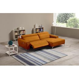 Ecksofa Egoitaliano "Suzette, Designsofa mit hohem Sitzkomfort", braun (cognac), B:266cm H:95cm T:163cm, Luxus-Micofaser Lederoptik (100% Polyester) ist ein neues technisches Gewebe mit einem visuellen und taktilen Aspekt, der dem Nubuk sehr nahe kommt, mit innovativen Eigenschaften. Seine au&szlig;erordentliche Weichheit kommt von einem exklusiven Produktionsprozess, der Unreinheiten und Unregelm&auml;&szlig;igke