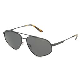 Emporio Armani EA2156 | Herren-Sonnenbrille | Fassung: Vollrand, Pilot, Metall, Schwarz Matt | Glasfarbe: Grau
