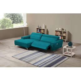 Ecksofa Egoitaliano "Suzette, Designsofa mit hohem Sitzkomfort", blau (teal), B:266cm H:95cm T:163cm, Sofas, Ecksofa, mit Recamiere, inkl. 1 elektronischen Relaxfunktion, L-Form